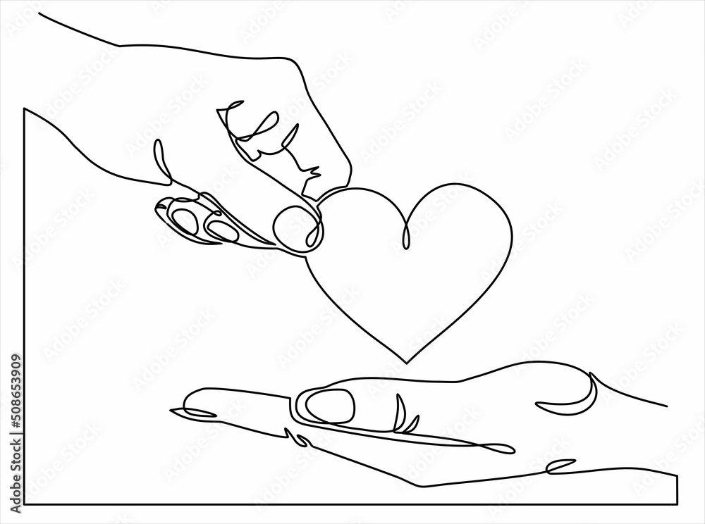 hand drawn doodle hand giving and receiving love illustration in ...