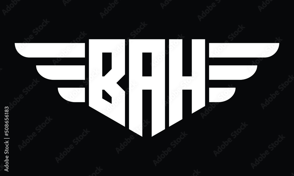 BAH three letter logo, creative wings shape logo design vector template ...