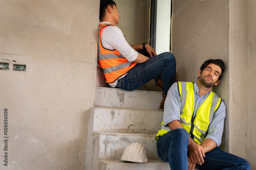 Civil engineers are tired from working in the hot sun. has come to ...