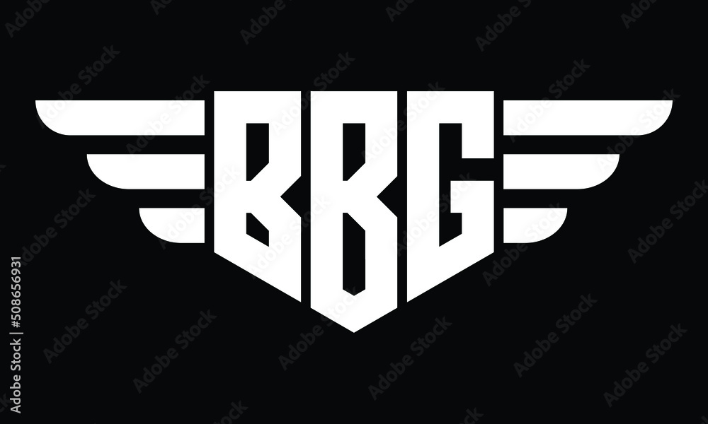 BBG three letter logo, creative wings shape logo design vector template ...