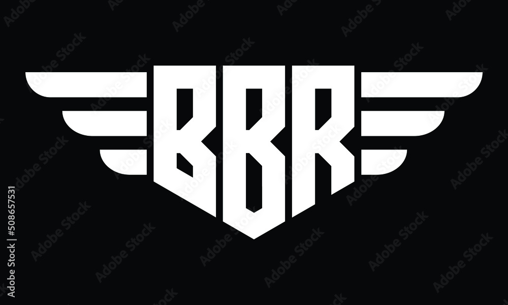 BBR three letter logo, creative wings shape logo design vector template ...