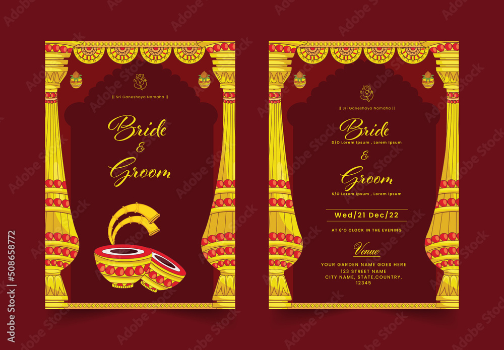 Indian Wedding Card or Invitation Card Template for Hindu Customs Stock ...