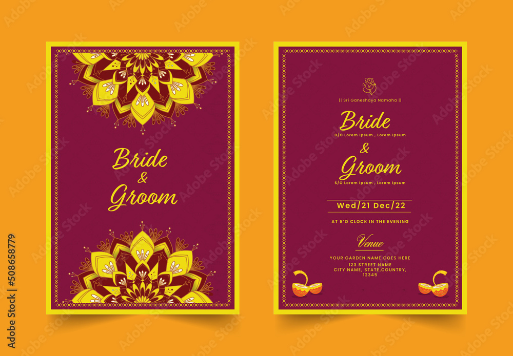 Indian Wedding Card or Invitation Card Template for Hindu Customs ...