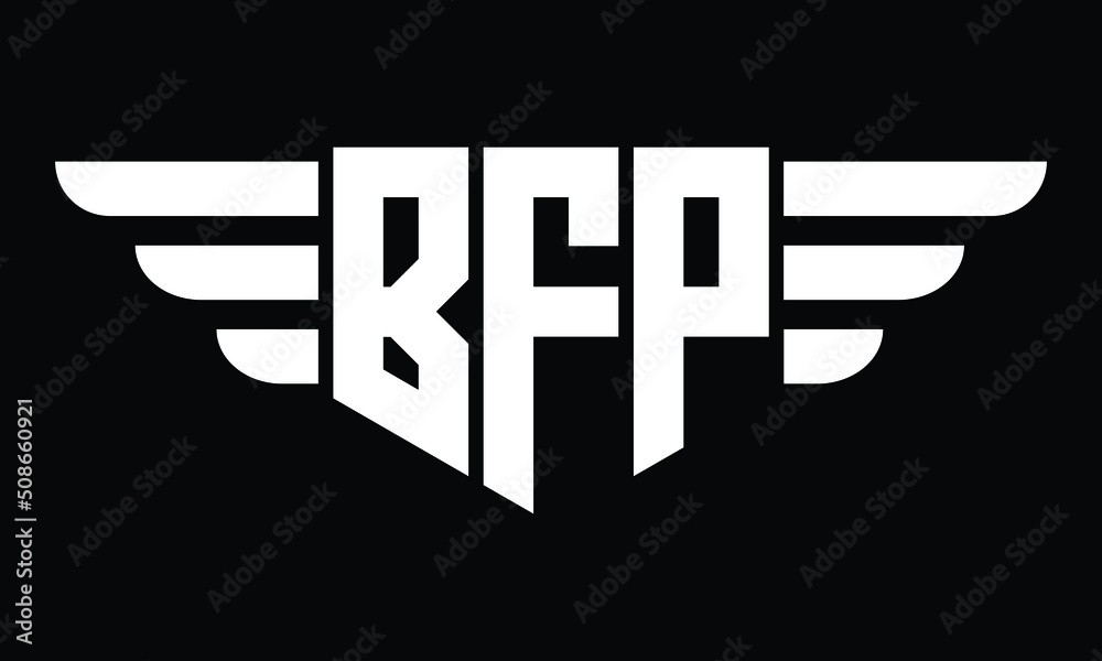 BFP three letter logo, creative wings shape logo design vector template ...