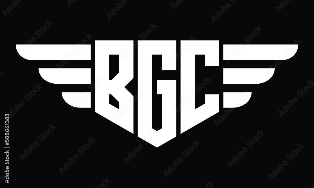 Vecteur Stock BGC three letter logo, creative wings shape logo design ...