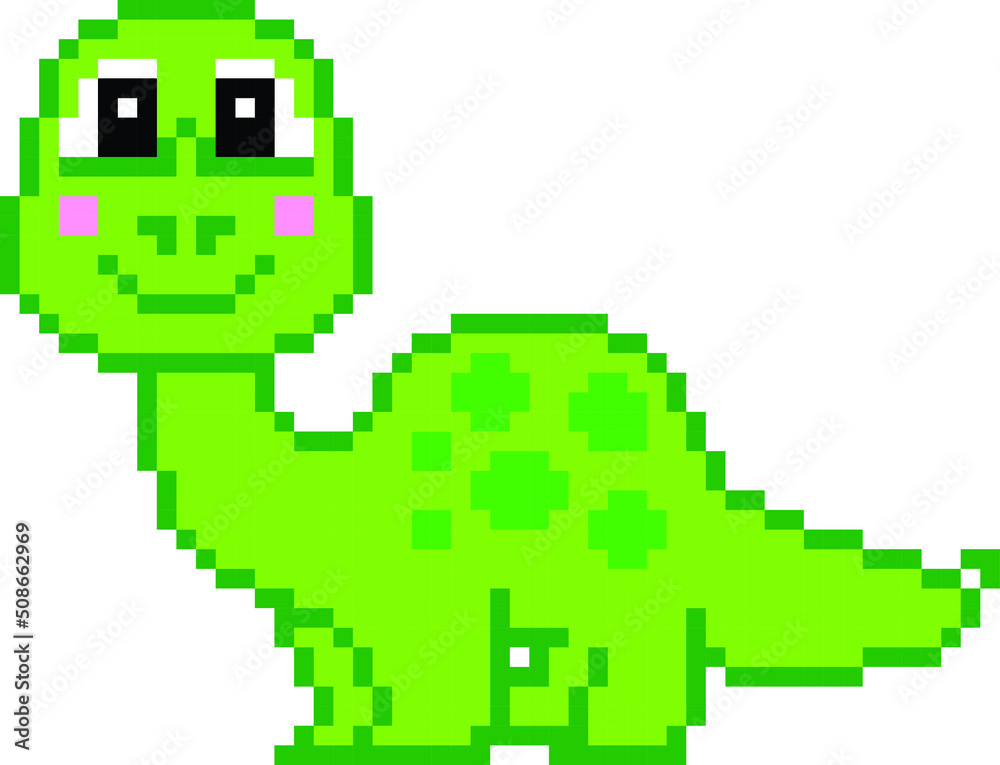 Dinosaur Vector illustration. Dinosaur pixel art. Stock Vector | Adobe ...