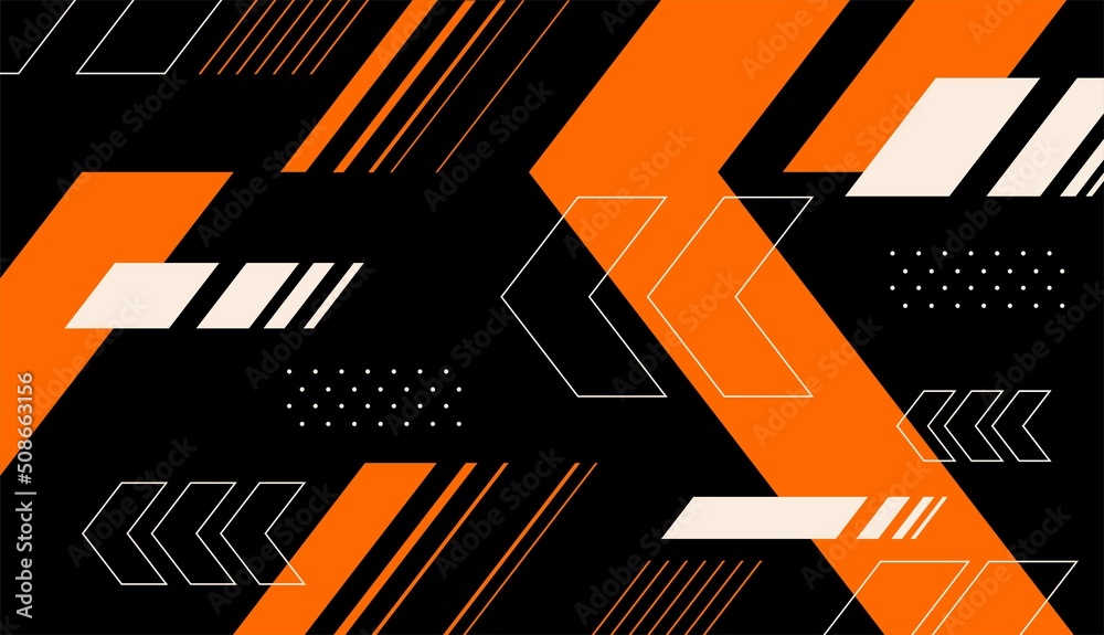 Orange and white abstract shapes with black background vector design ...