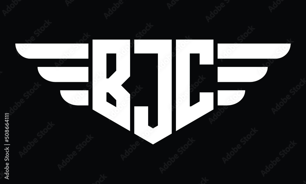 BJC three letter logo, creative wings shape logo design vector template ...