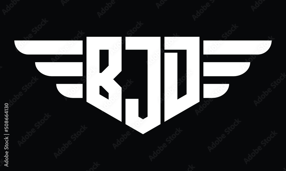 BJD three letter logo, creative wings shape logo design vector template ...