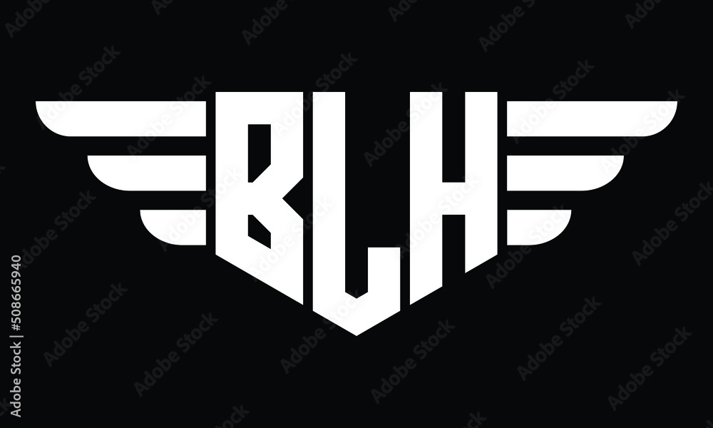 BLH three letter logo, creative wings shape logo design vector template ...