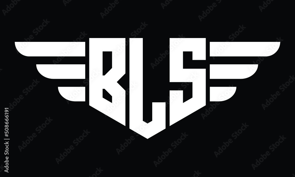BLS three letter logo, creative wings shape logo design vector template ...