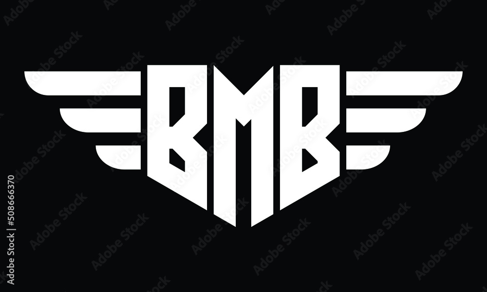 BMB three letter logo, creative wings shape logo design vector template ...