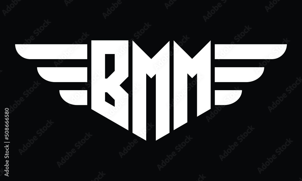 BMM three letter logo, creative wings shape logo design vector template ...