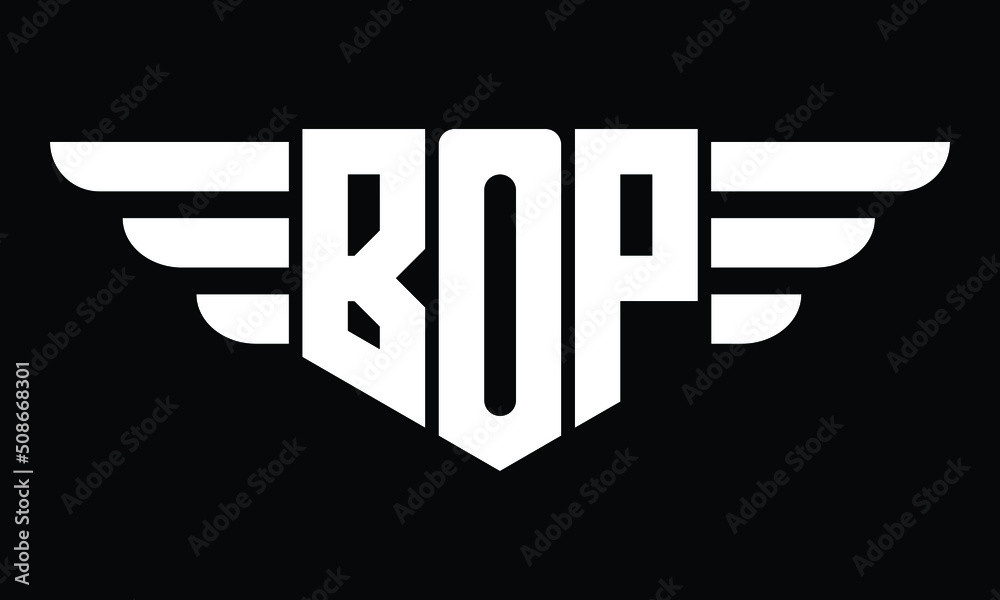 Vecteur Stock BOP three letter logo, creative wings shape logo design ...