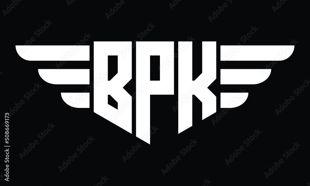 BPK three letter logo, creative wings shape logo design vector template ...