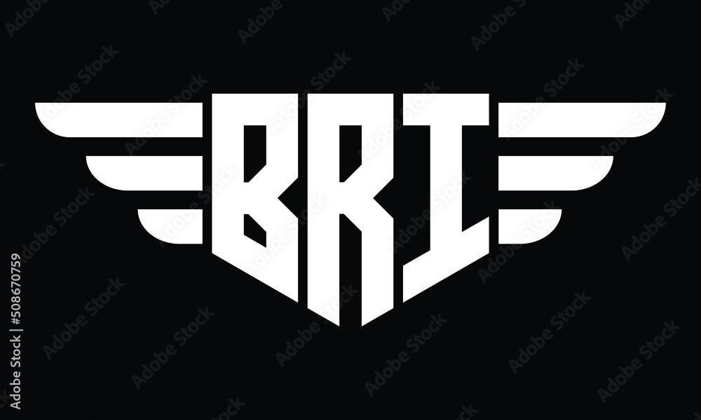 BRI three letter logo, creative wings shape logo design vector template ...