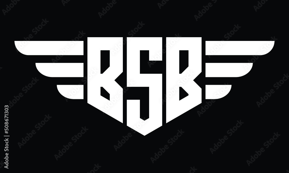 BSB three letter logo, creative wings shape logo design vector template ...