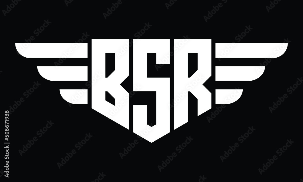 BSR three letter logo, creative wings shape logo design vector template ...