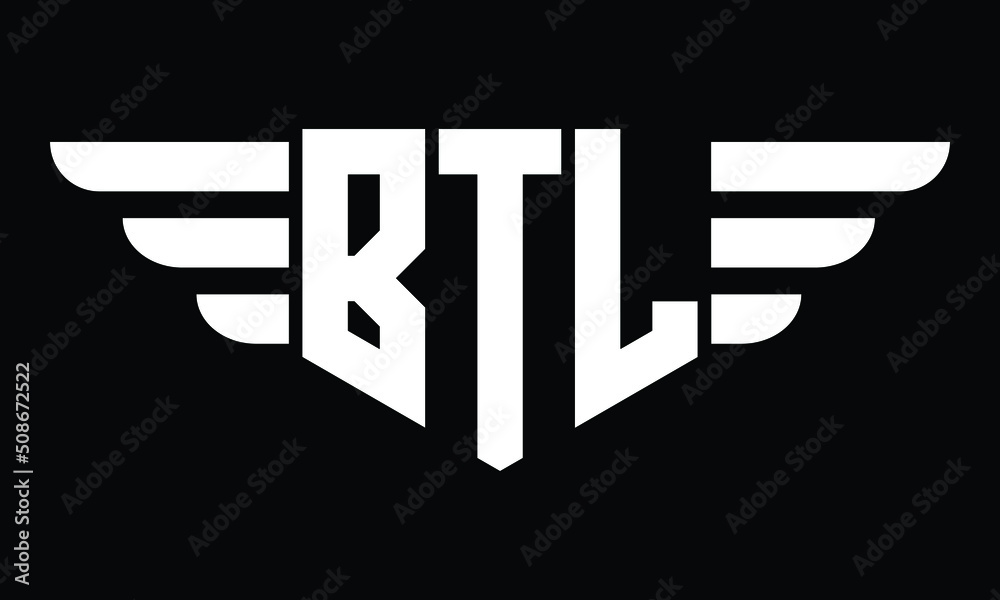 BTL three letter logo, creative wings shape logo design vector template ...