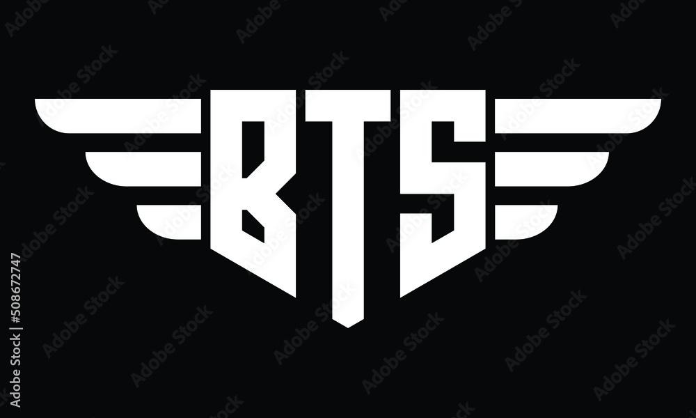 BTS three letter logo, creative wings shape logo design vector template ...