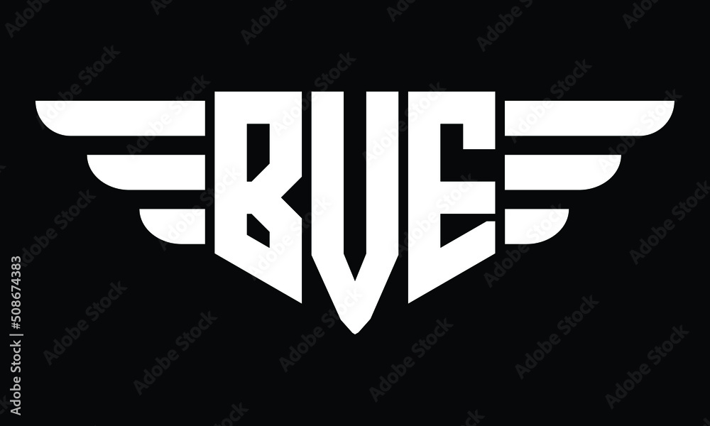 BVE three letter logo, creative wings shape logo design vector template ...