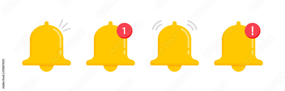 Notification bell icon set. Message bell icon. New notification ...