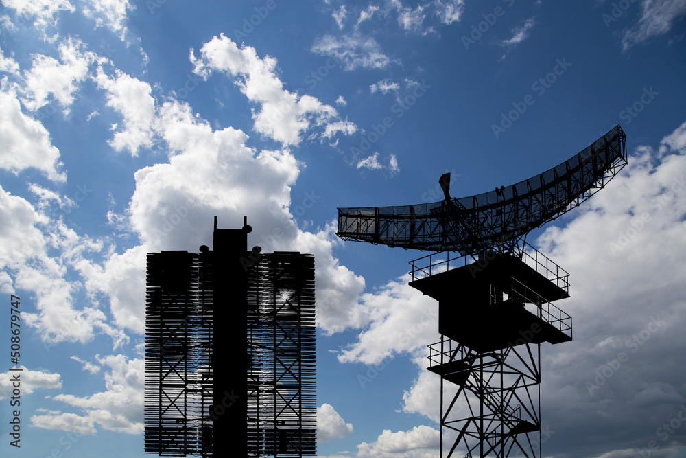Air defense radars of military mobile anti aircraft systems (radar is ...