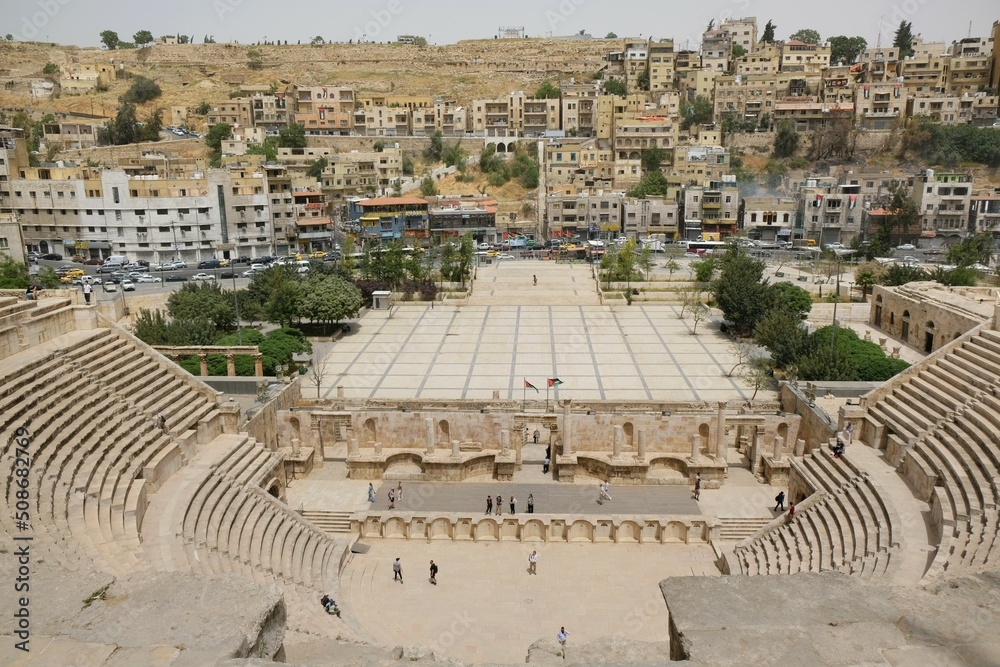 Ruins of an ancient Roman amphitheatre - the Odeon Theater in the city ...