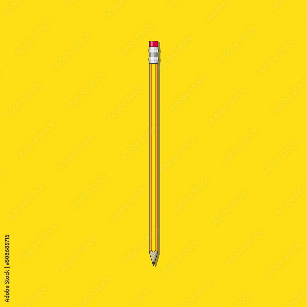 Pencil background, Yellow pencil, Vector short yellow pencil, Realistic ...