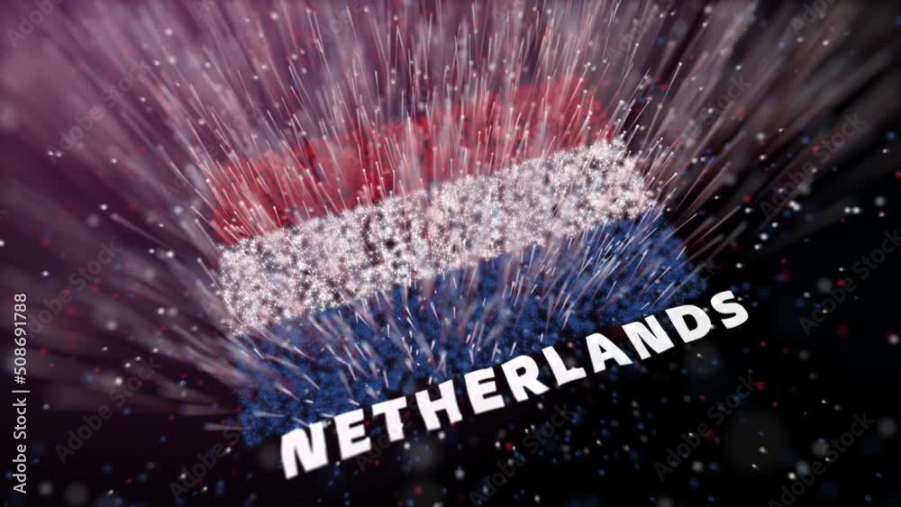 Animation video of the country Netherlands flag displayed through tiny ...