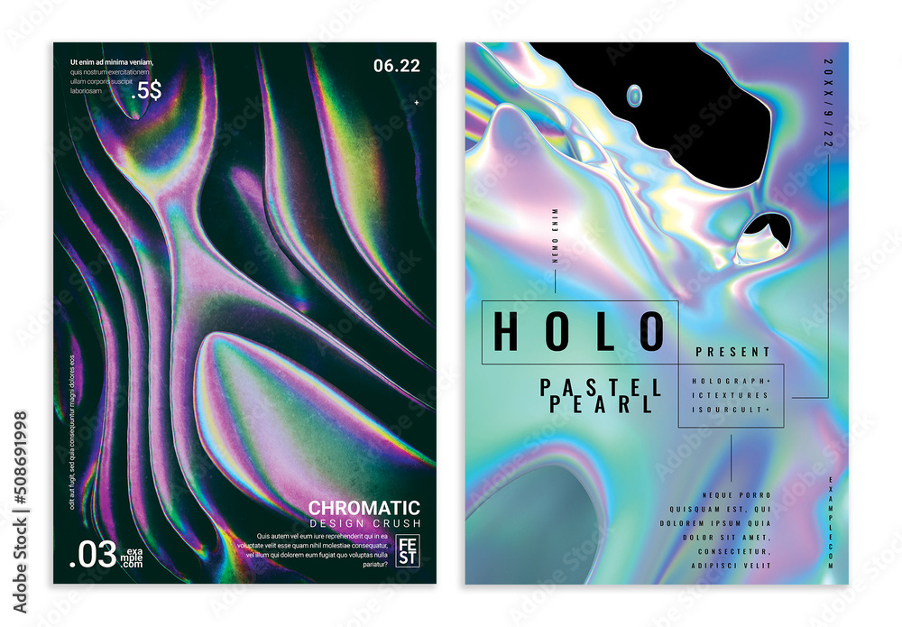 Iridescent Liquid Poster Layout Stock Template | Adobe Stock