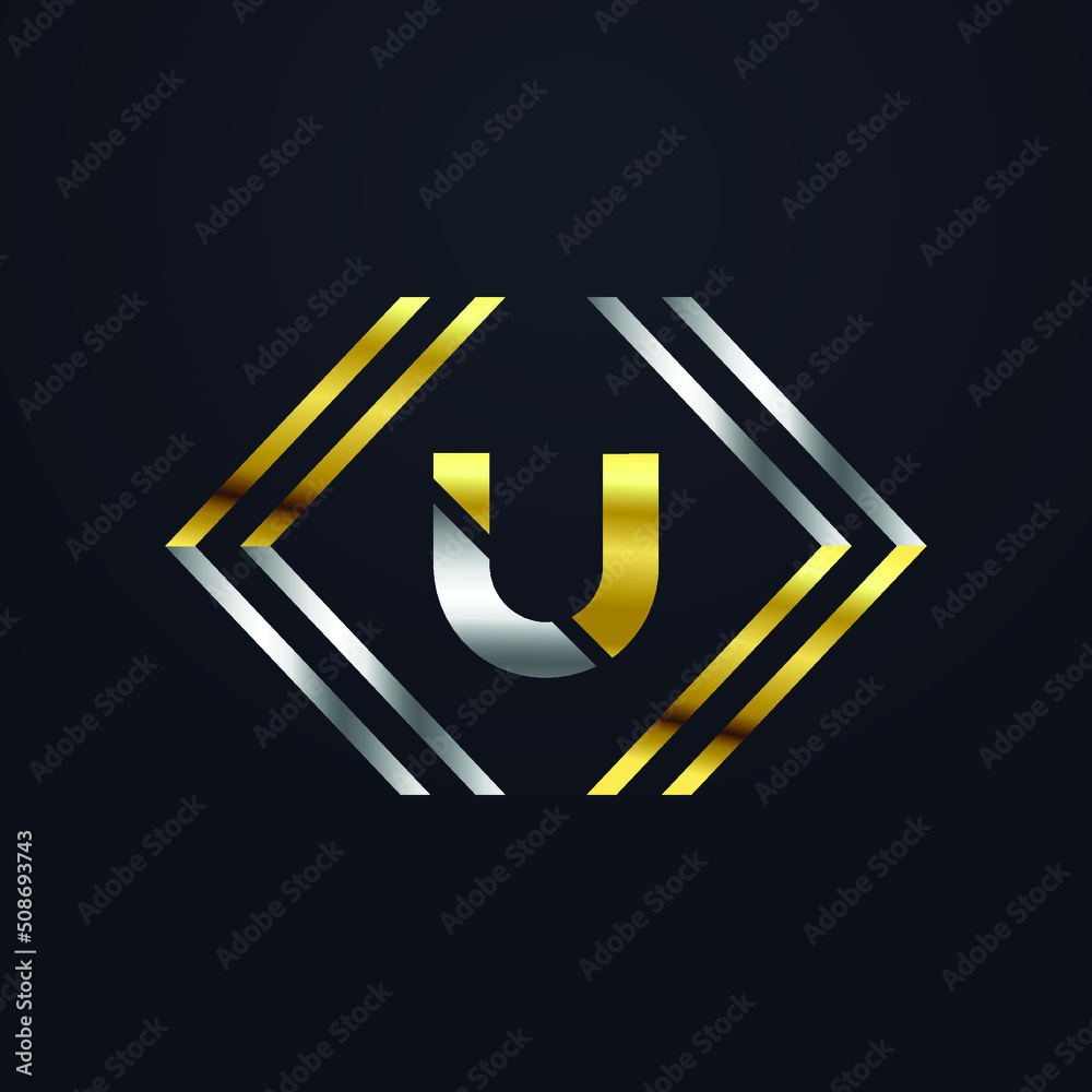 Premium luxury Vector elegant gold and silver font Letter U Template ...