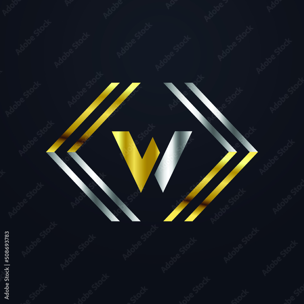 Premium luxury Vector elegant gold and silver font Letter W Template ...