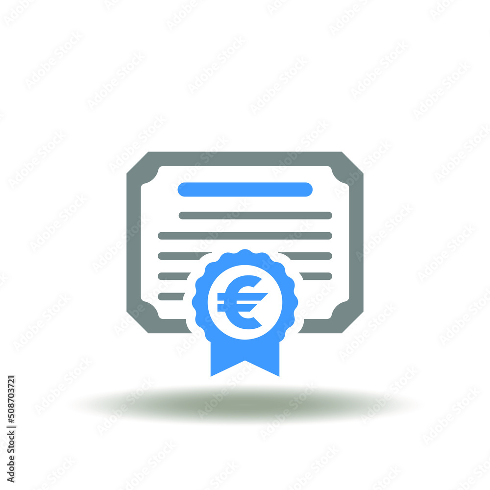 Vector illustration of certificate document and stamp with euro ...