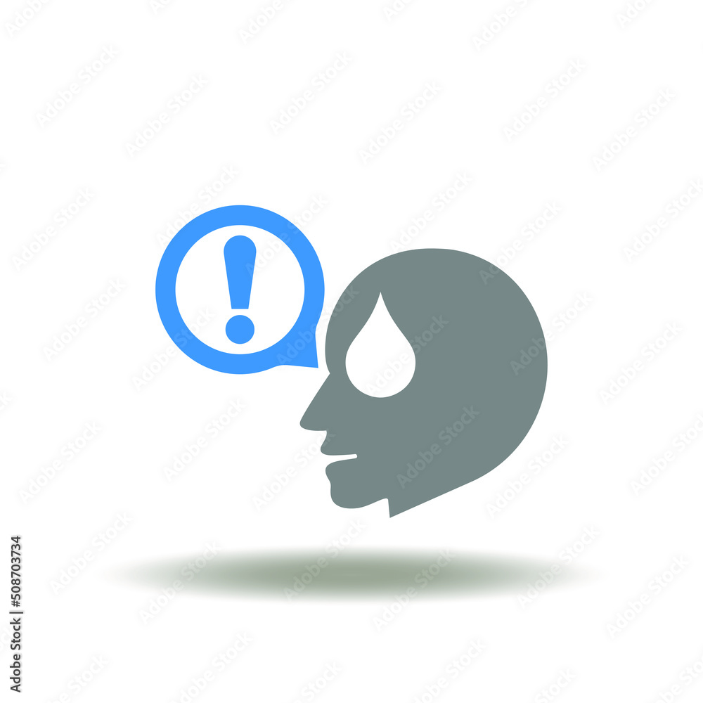 Vector illustration of head with drop disorder and speech bubble with ...