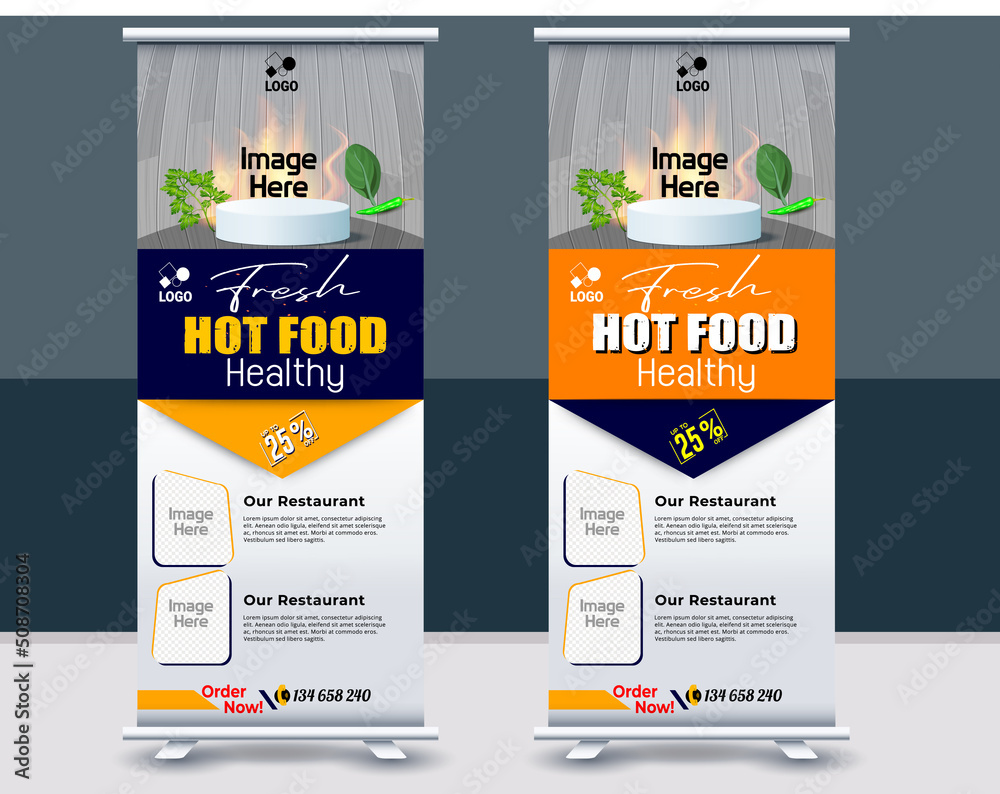 Food and Restaurant roll up banner design, Standee Food Design Banner ...