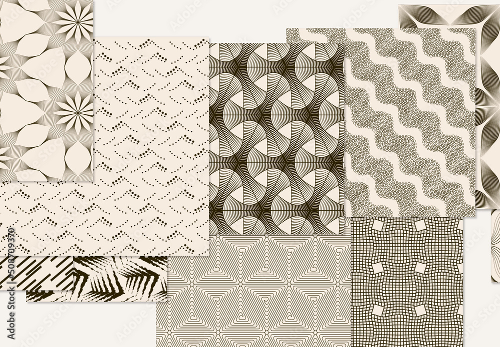 Set of Simple Retro Geometric Patterns Stock Template | Adobe Stock