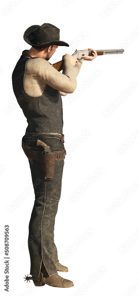 A gunslinger from the historical American Wild West, dressed in black ...