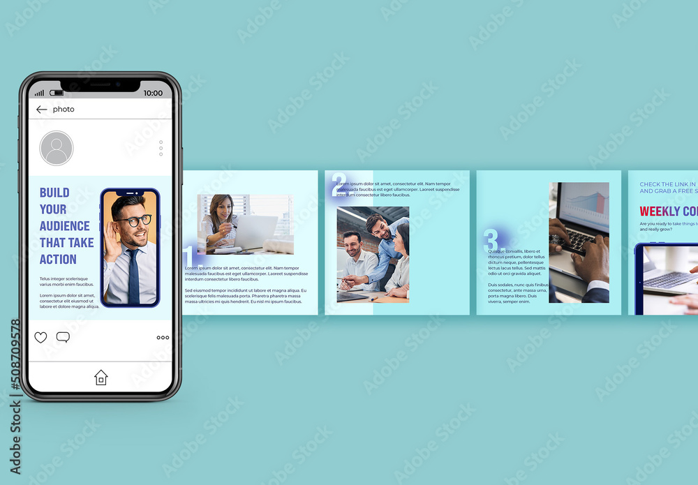 Social Media Manager Carousel Layout in Bright Colors with Modern ...