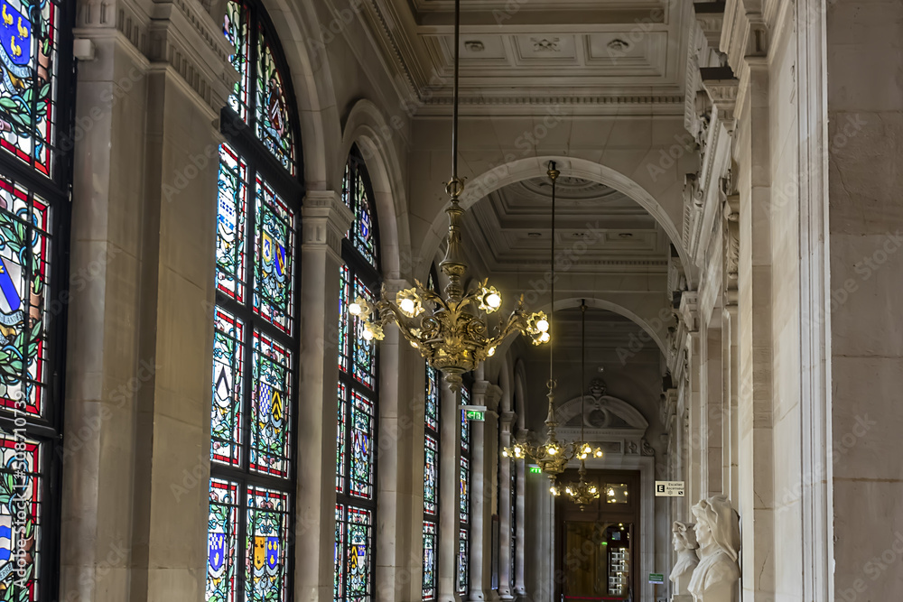 Interior of City Hall of Paris (Hotel de Ville de Paris). Hotel de ...