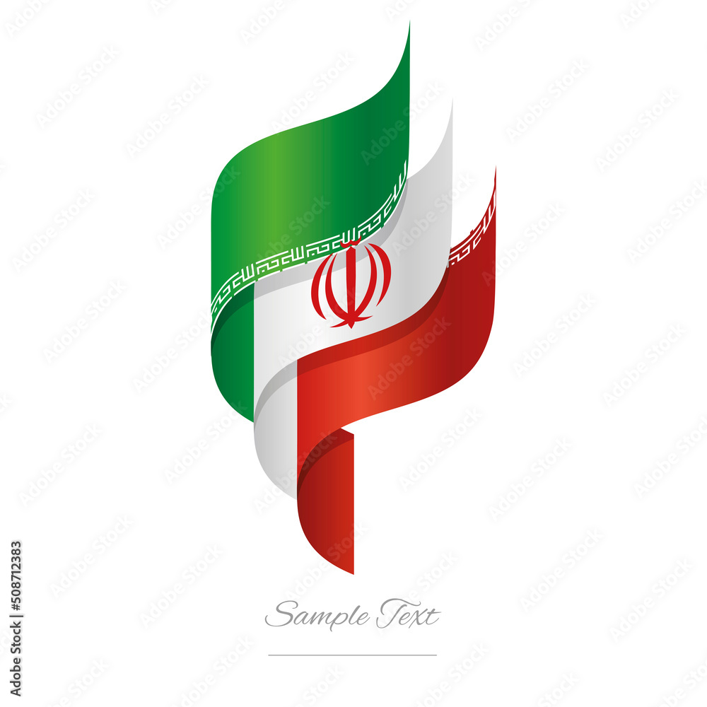 Iran abstract 3D wavy flag green white red modern Iranian ribbon torch ...