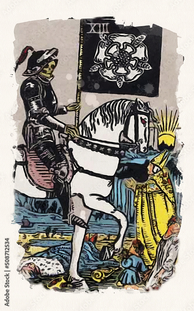 Death Major Arcana Tarot Card Watercolor Painting Of The Reaper Of ...