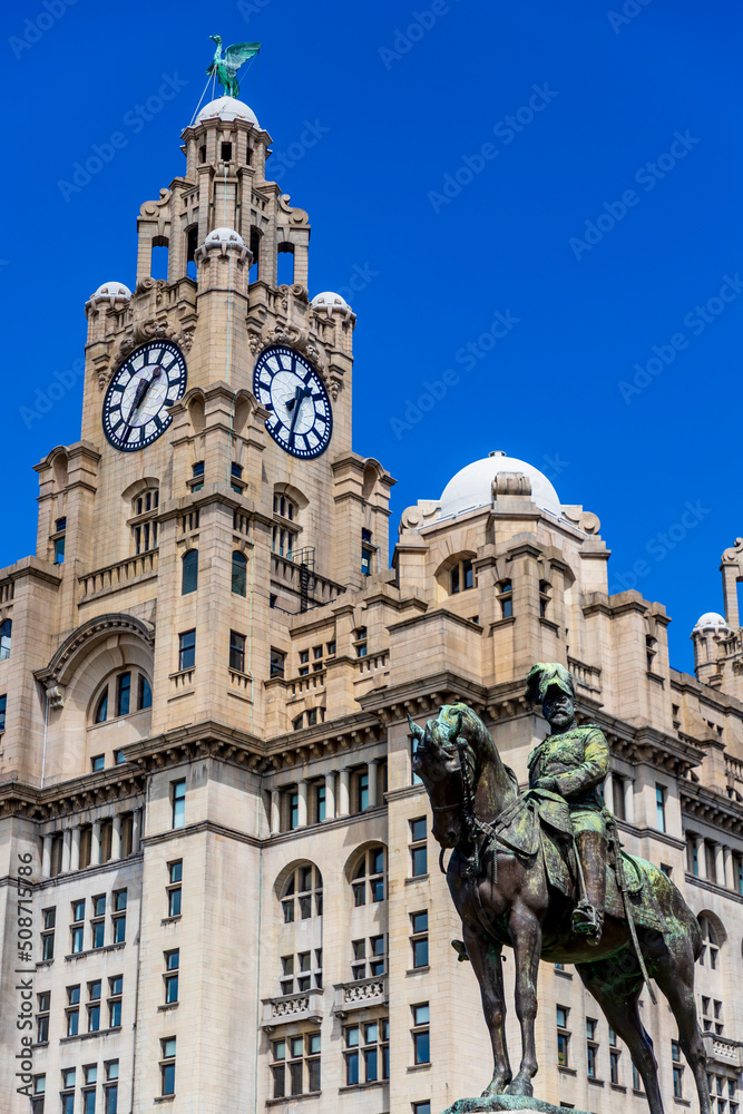 world-famous royal liver building in Liverpool, England, UK. Build-in ...