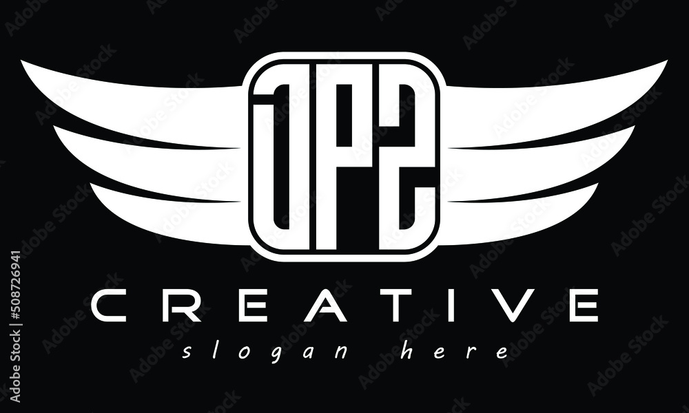 DPZ three Letter Wings Flying Initial wing symbol minimalist creative ...