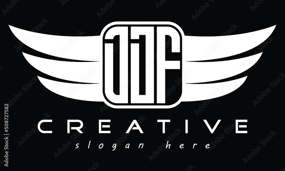 DDF three Letter wing symbol minimalist creative concept icon ...