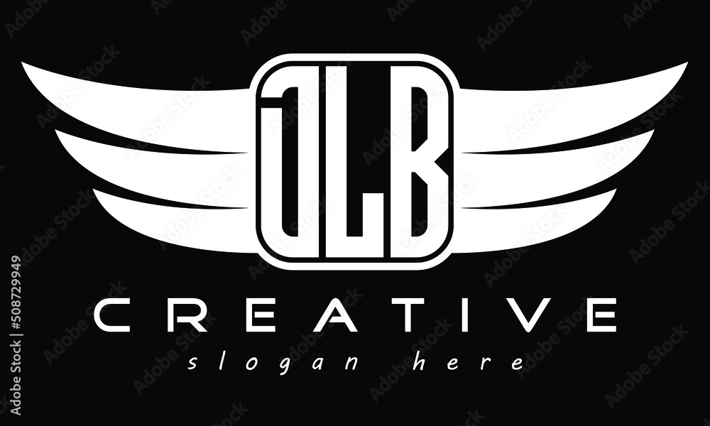 DLB three Letter wing symbol minimalist modern font creative concept ...