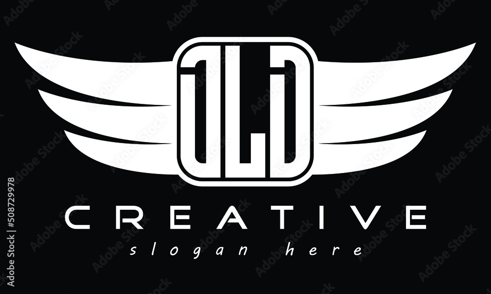 Vecteur Stock DLD three Letter wing symbol minimalist modern font ...
