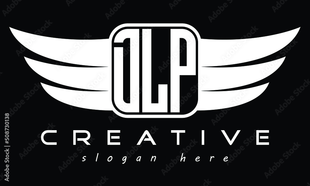 DLP three Letter wing symbol minimalist modern font creative concept ...
