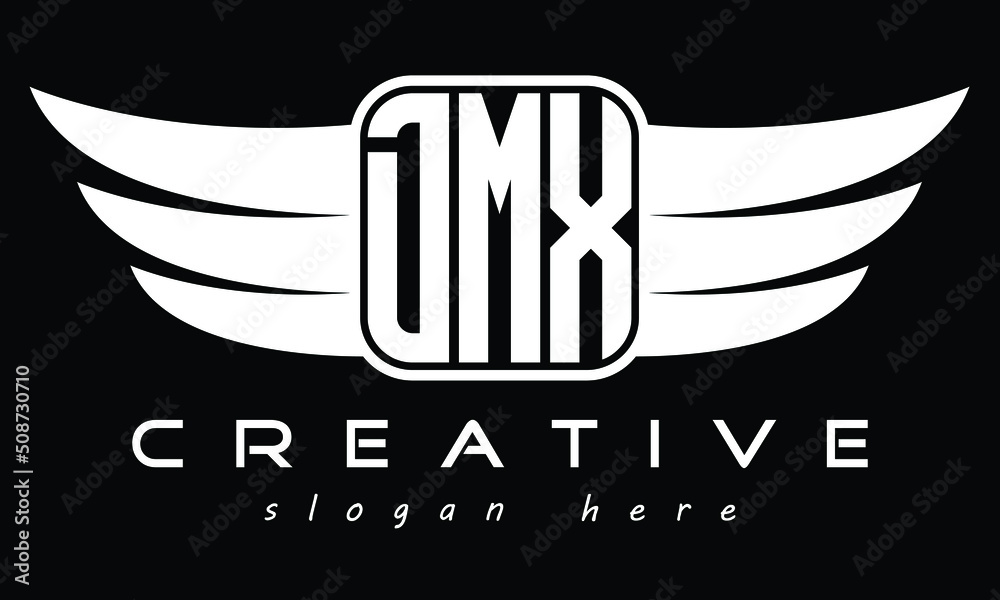 DMX three Letter wing symbol minimalist modern font creative concept ...