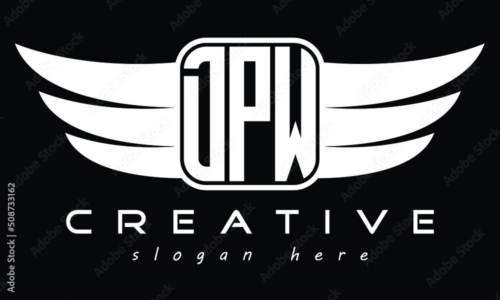 DPW three Letter wing symbol minimalist modern font creative concept ...